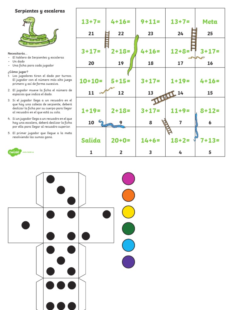 Juego de Serpientes y Escaleras Matemáticas | PDF