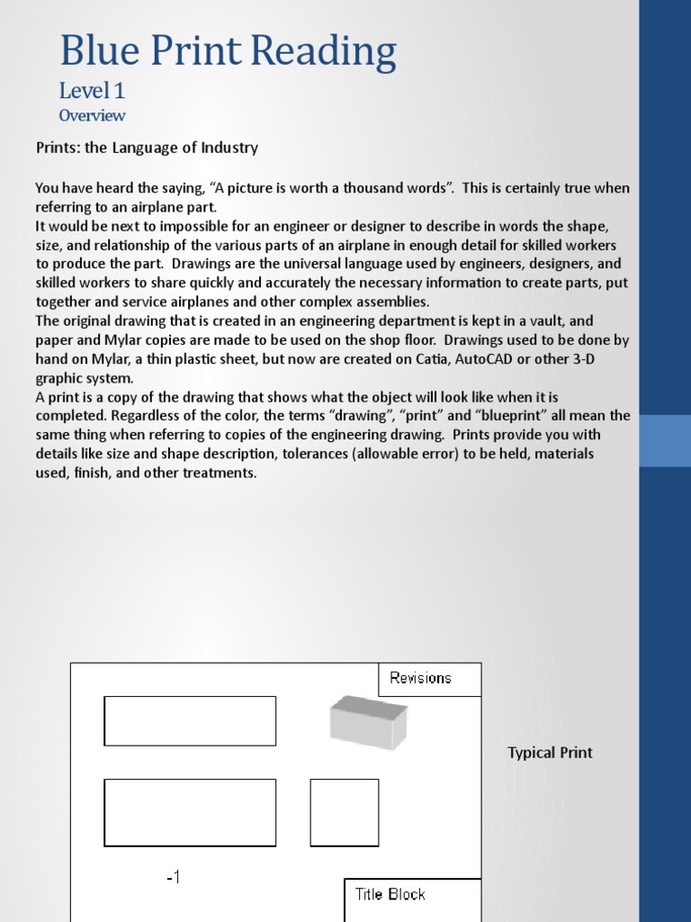 Blue Print Reading: Level 1 | PDF | Drawing | Engineering Tolerance