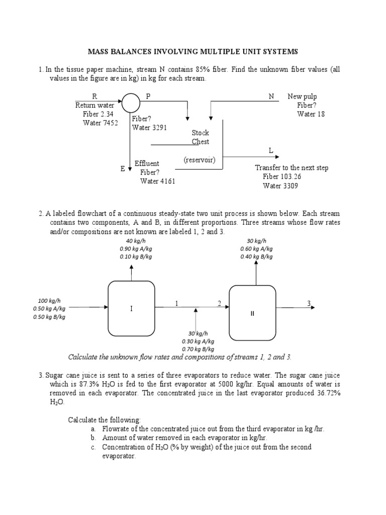 Mass Balances Involving Multiple Unit Systems: Calculate The Unknown ...