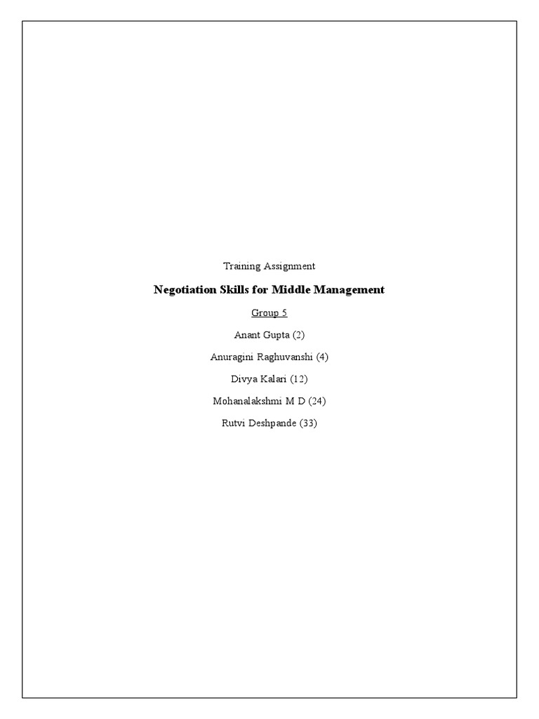 Negotiation Skills For Middle Management: Training Assignment | PDF | Negotiation | Learning