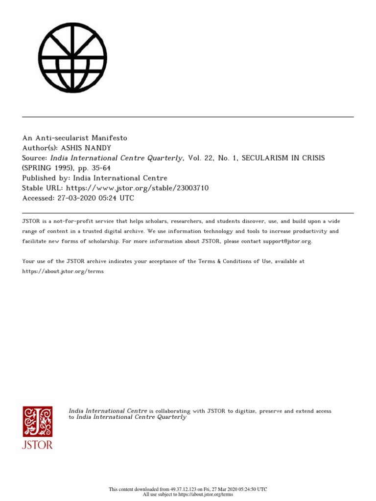 Anti Secular Manifesto PDF | PDF | Secularism | Toleration
