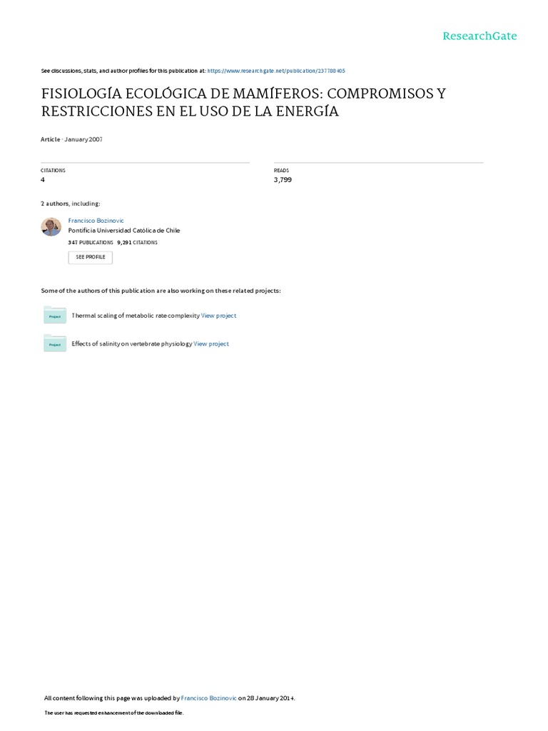 Fisiologia Ecologica de Mamiferos Compromisos y Re PDF | PDF | Digestión | Ecología