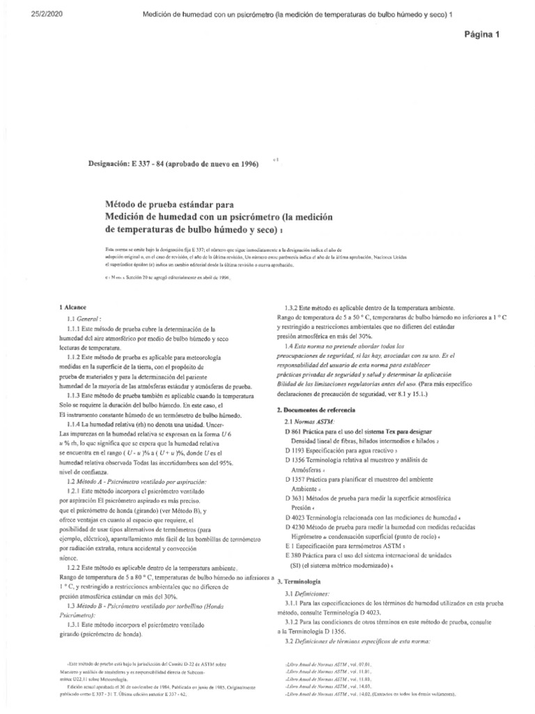 Astm-E-337 en Español | PDF