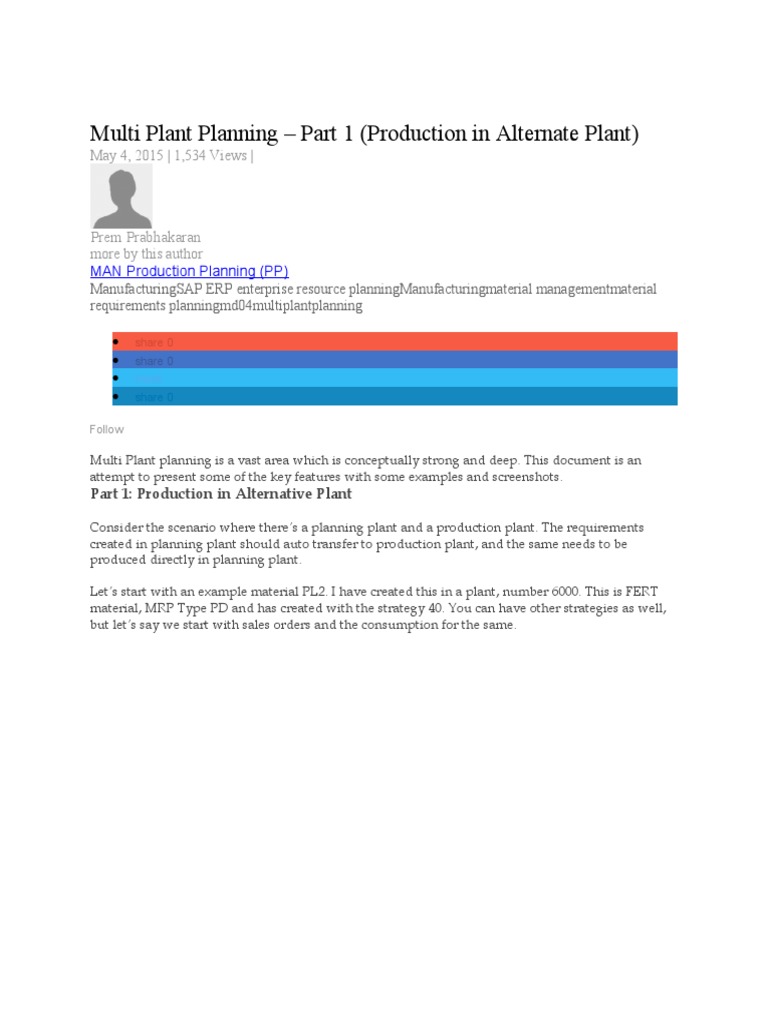 Multi Plant Production Planning Guide | PDF | Business | Economies