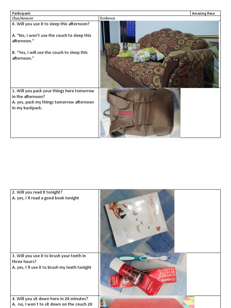 Participant: Amazing Race Clue/Answer Evidence | PDF | Leisure | Sports