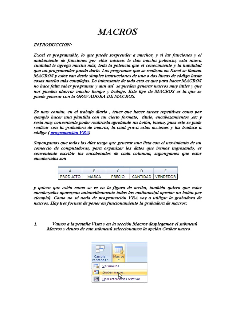 MACROS | PDF | Macro (informática) | Microsoft Excel