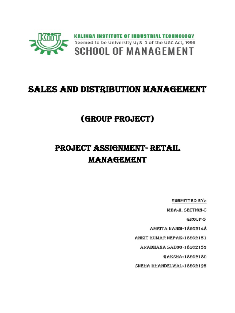 Sales and Distribution Management Channel Management (Retail) Group-5 ...
