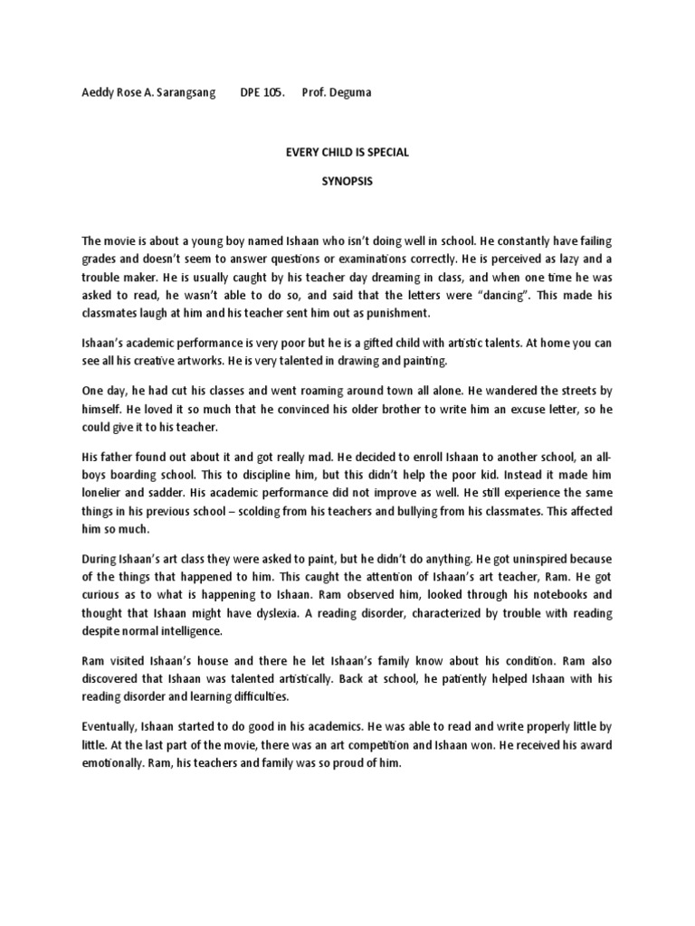 Every Child Is Special Reflection Paper | PDF | Dyslexia | Learning ...