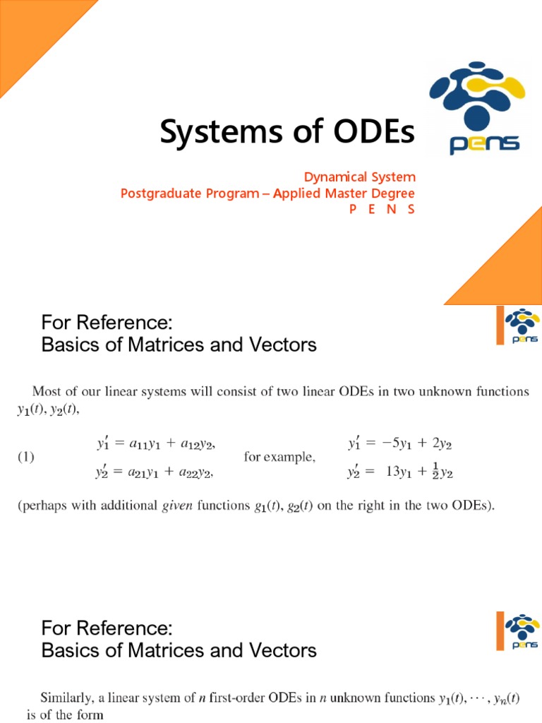 Materi8-Systems of ODEs | PDF | Teaching Methods & Materials | Science ...