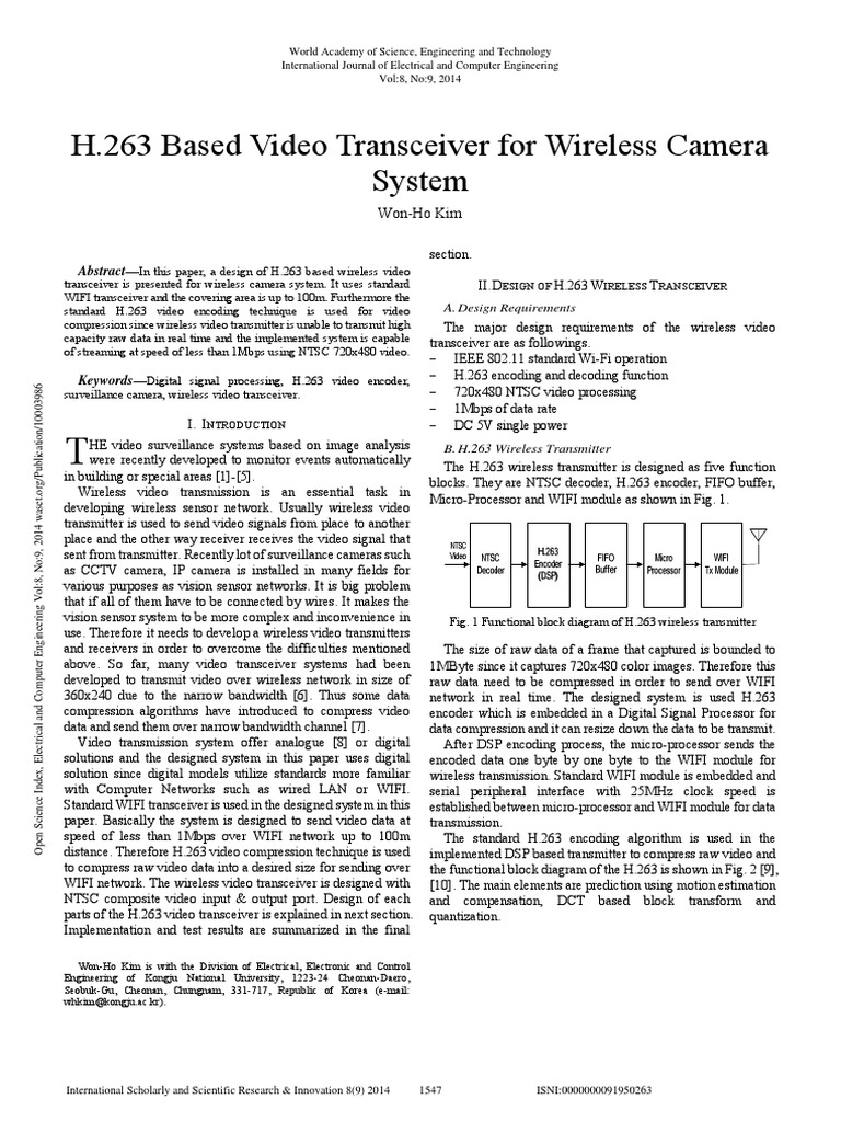 H.263 Wireless Video Transceiver Design | PDF | Video | Data Compression