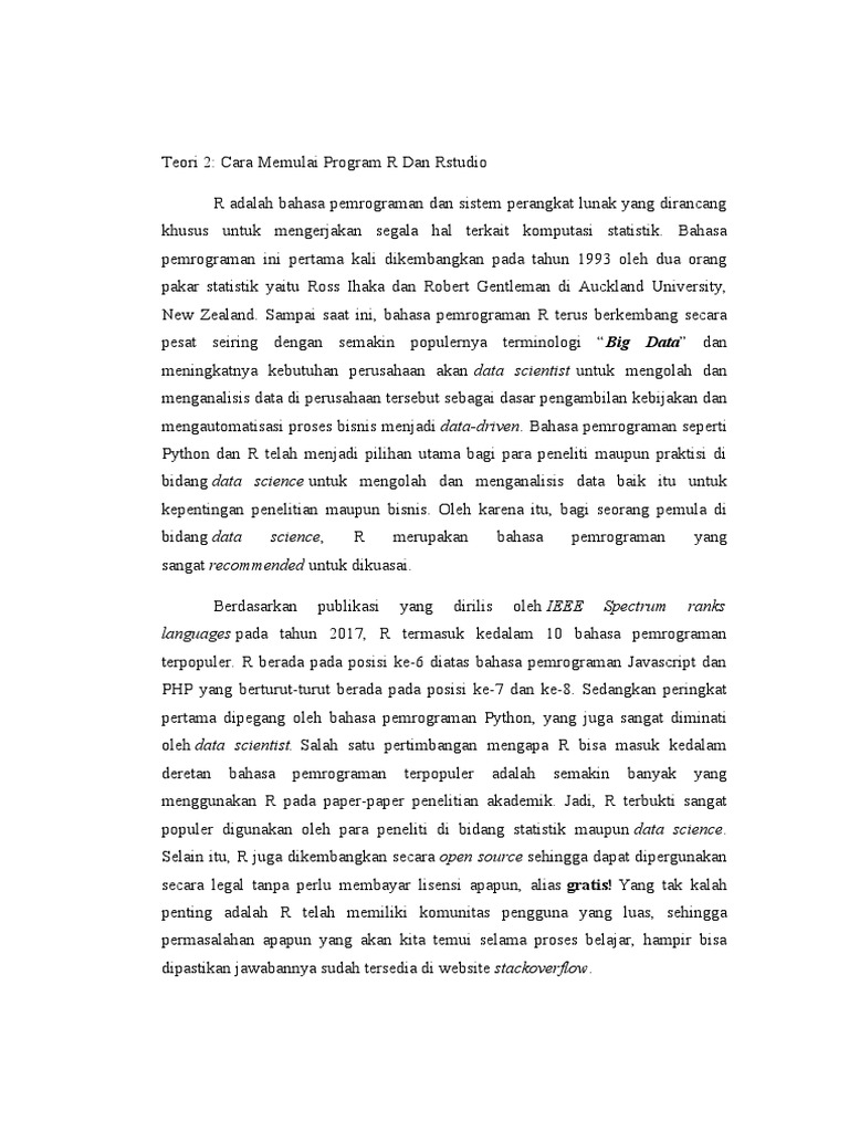 Wahyuni - Kelas 4C - Teori 2 - Tata Cara Memulai Program R Dan Rstudio ...
