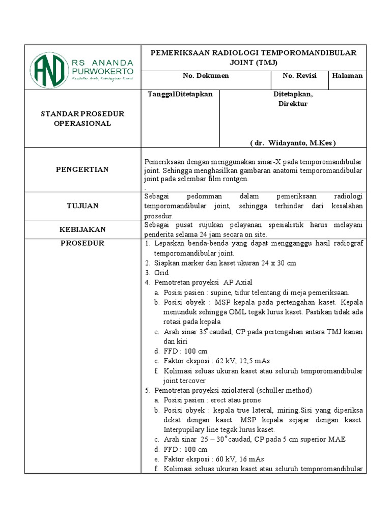 Spo Pemeriksaan Radiologi TMJ | PDF