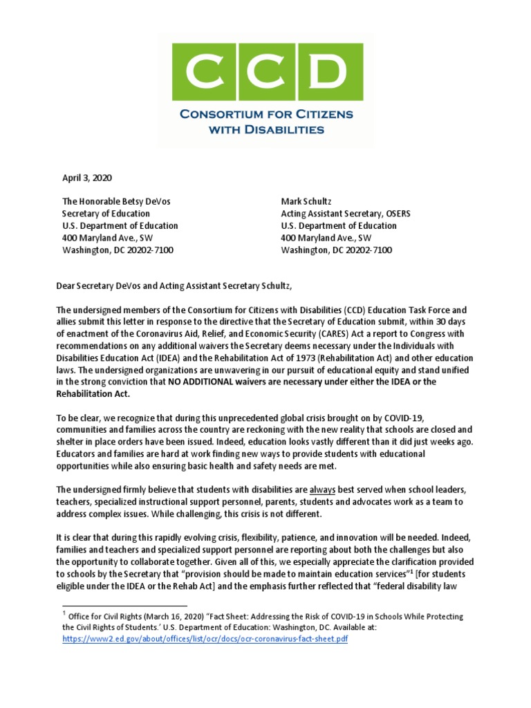 Disabilities Letter 1 | PDF | Individualized Education Program | Disability
