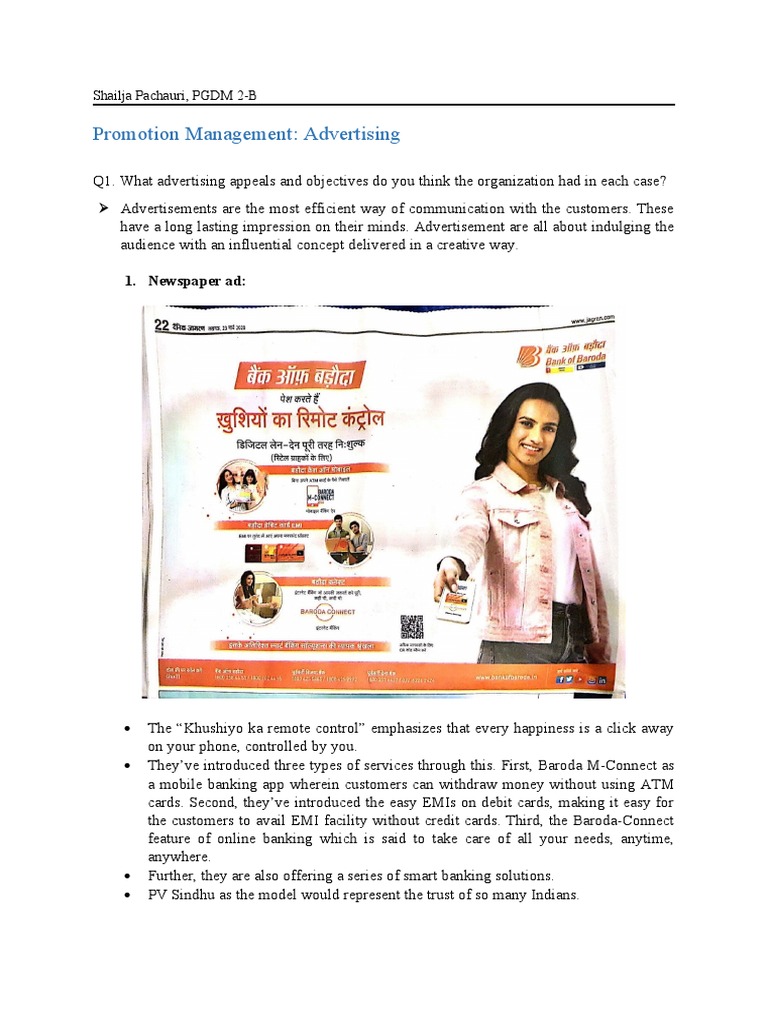 Promotion Management: Advertising: 1. Newspaper Ad | PDF | Advertising ...