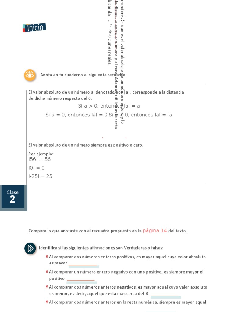 Guía De Matemática Números Enteros Pdf Entero Matemática Elemental
