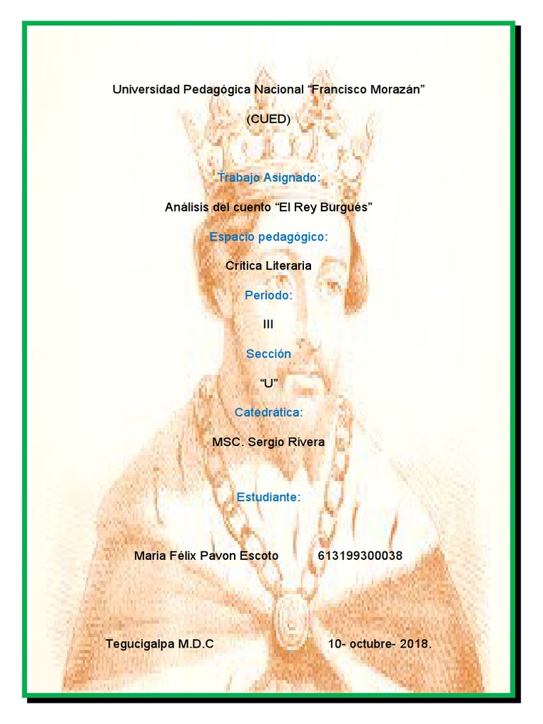 Análisis del cuento El Rey Burgués de Rubén Darío | PDF | Narración ...