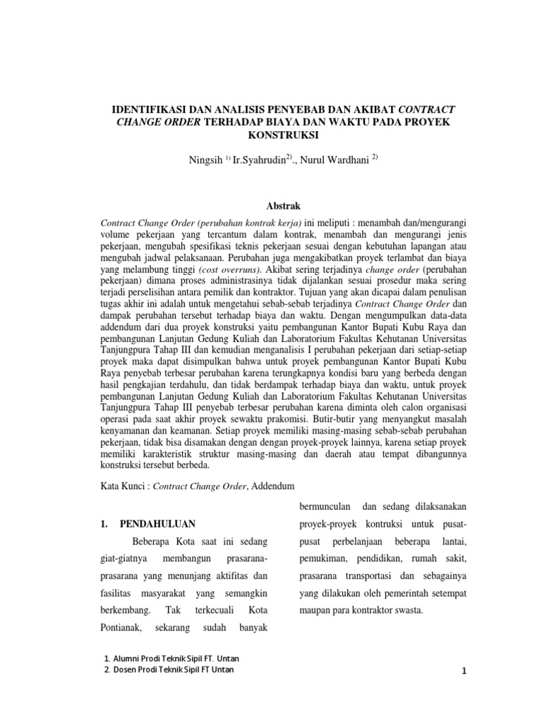 Analisis Dampak Contract Change Order | PDF