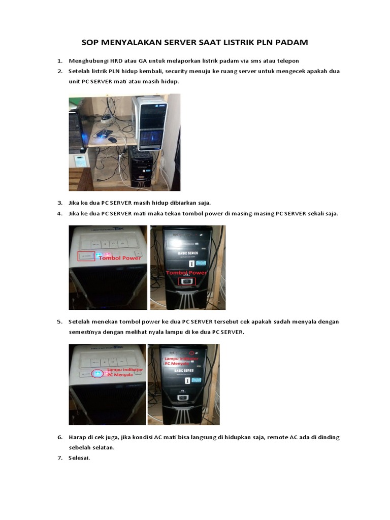 Sop Menyalakan Server Saat Listrik PLN Padam 2 | PDF
