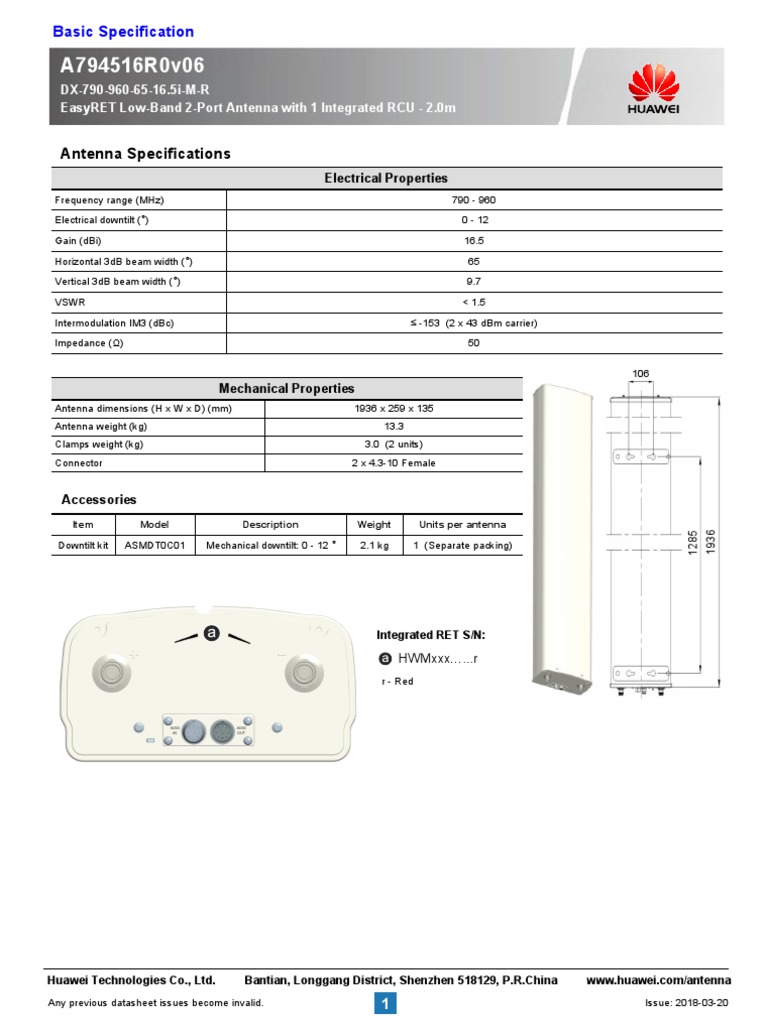 Antenna Specifications: Electrical Properties | PDF | Antenna (Radio ...