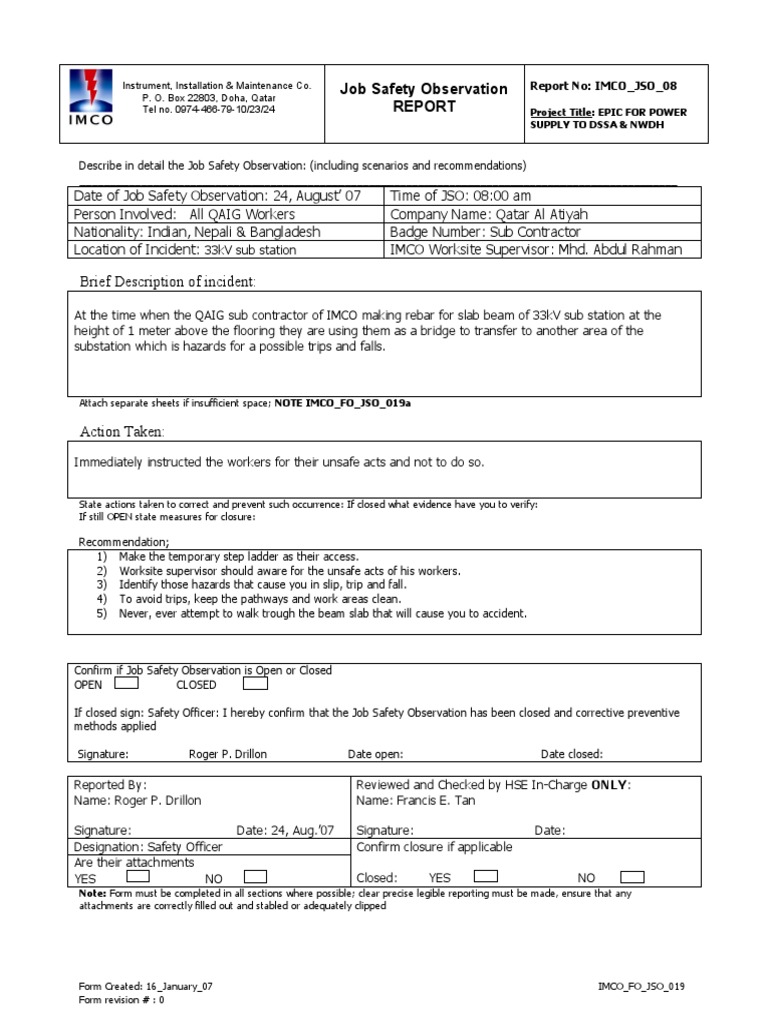 JSO Trip & Fall (24 Aug.'07) | PDF | Prevention | Safety