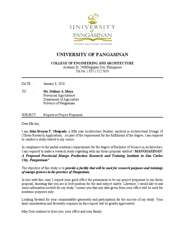 Proponent Letter | PDF