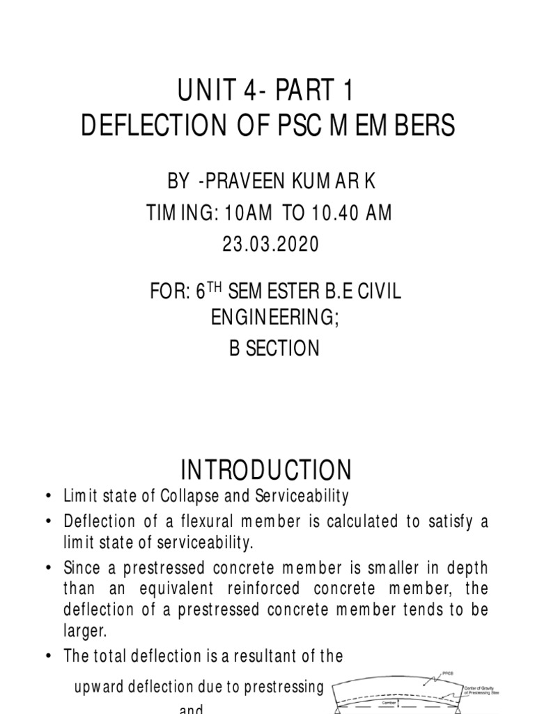 Unit 4 - Part 1 - Deflection | PDF | Structural Analysis | Beam (Structure)