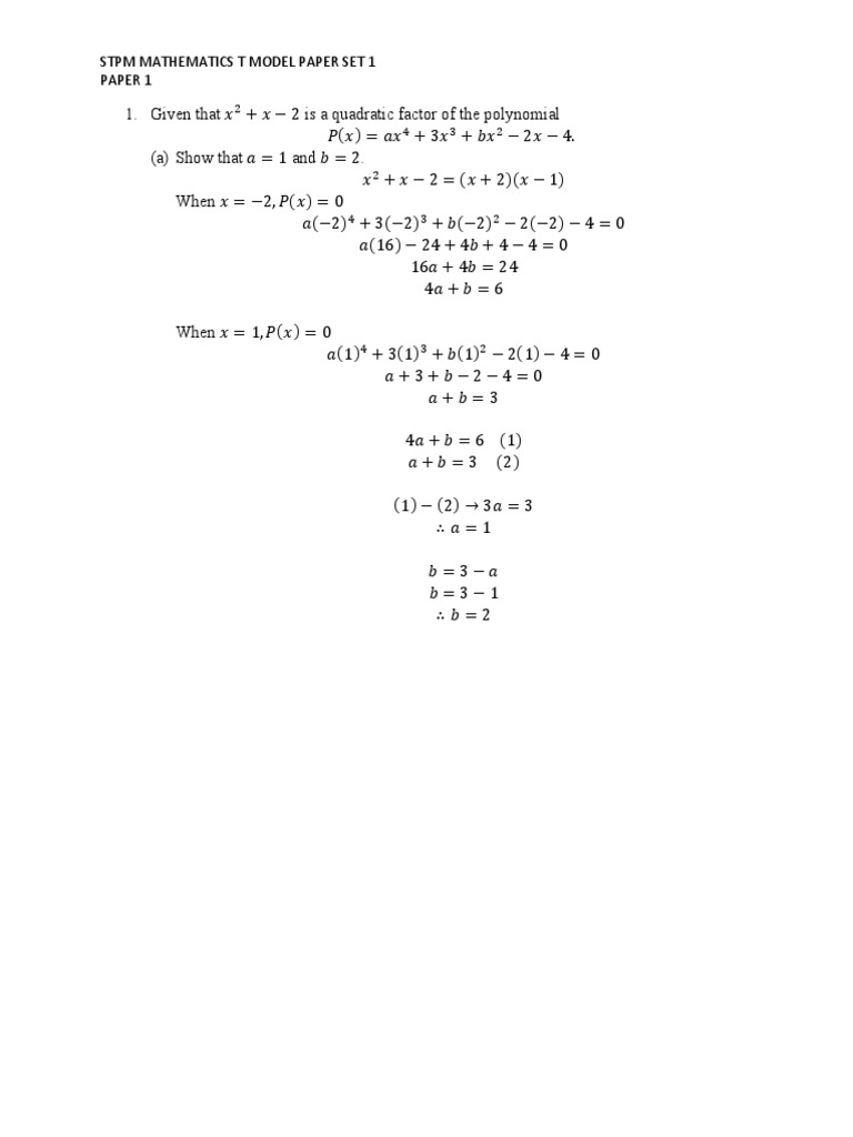 STPM Mathematics Model Paper Set 1 | PDF | Ellipse | Numerical Analysis