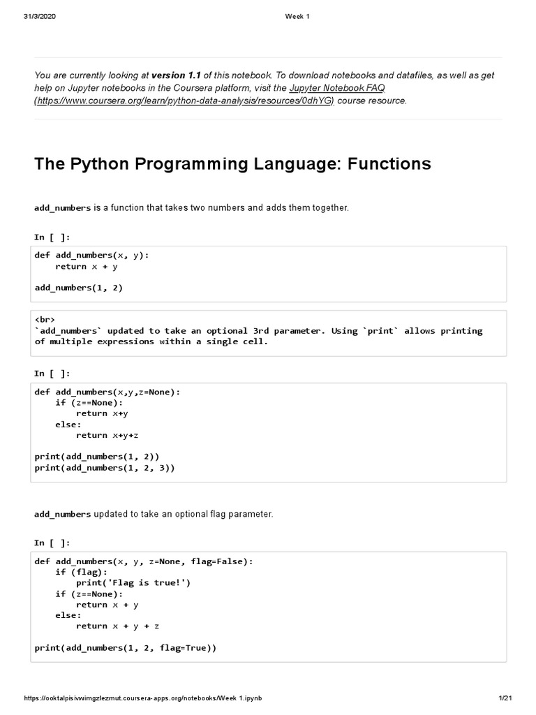 The Python Programming Language: Functions: Def Add - Numbers (X, Y ...