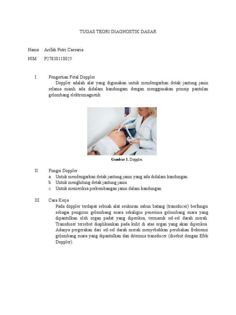 Tugas Teori Diagnostik Dasar Fetal Doppler Pdf