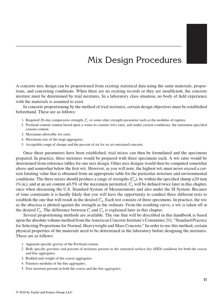 Ch-3 Mix Design Procedure | PDF | Road Surface | Concrete