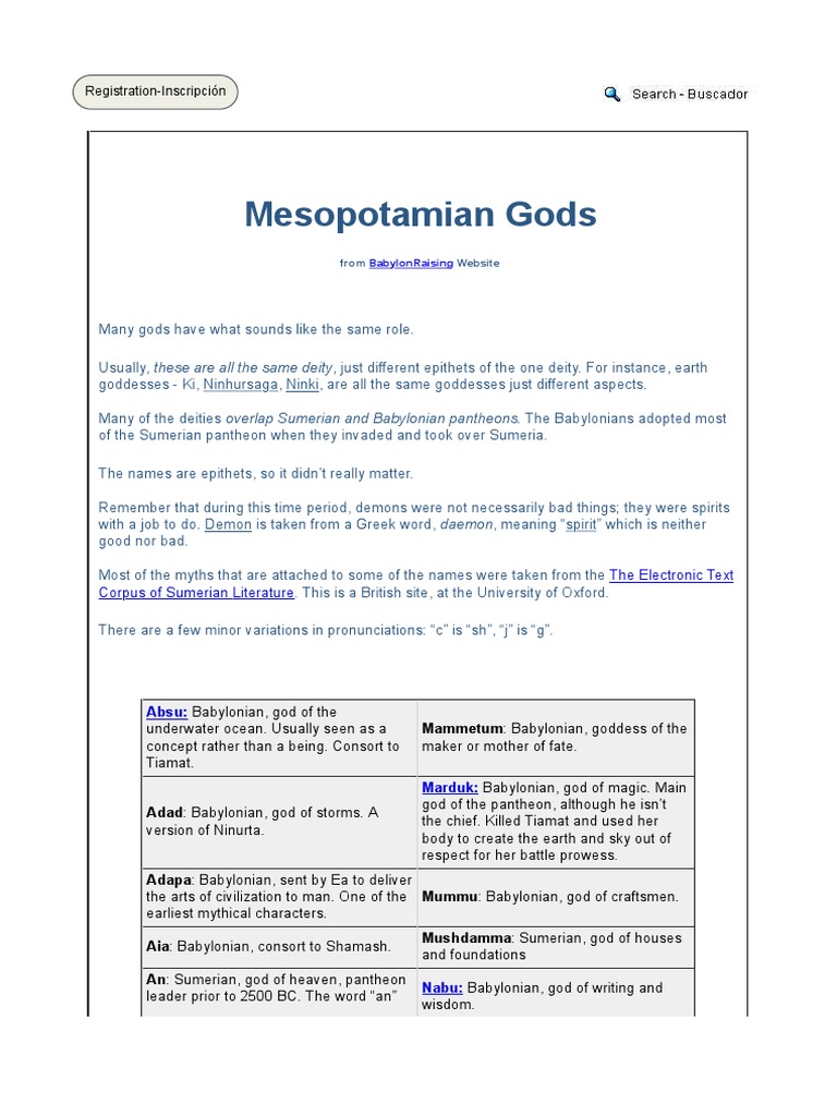 Mesopotamian Gods | PDF | Ancient Semitic Religions | Deities