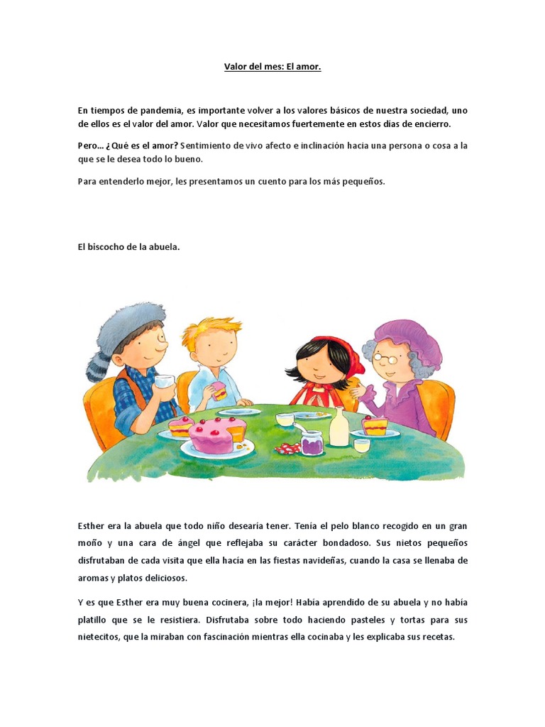 Valor Del Amor Niños Pdf Cocina Amor