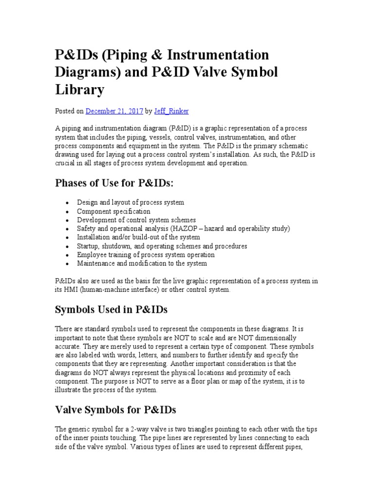 P&Ids (Piping & Instrumentation Diagrams) and P&Id Valve Symbol Library ...