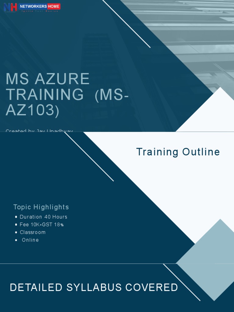 MS Azure AZ-103 Training Course Outline | PDF