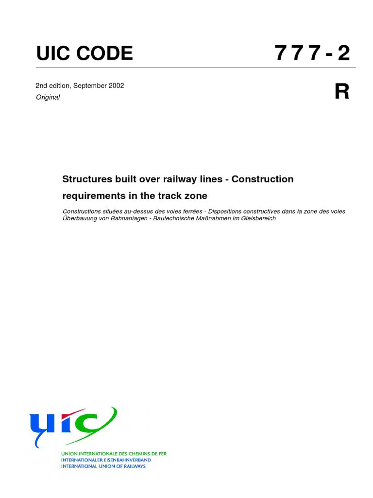 UIC 777-2 Structures Built Over Railway Lines - 1 | PDF