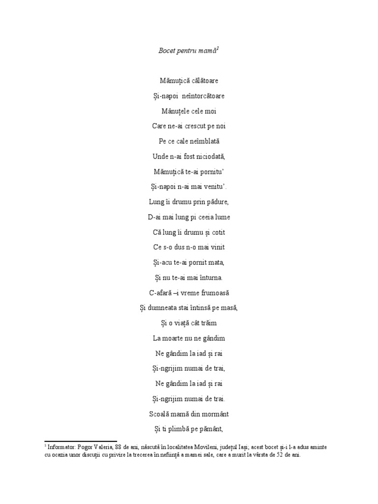 Bocet Pentru Mamă | PDF