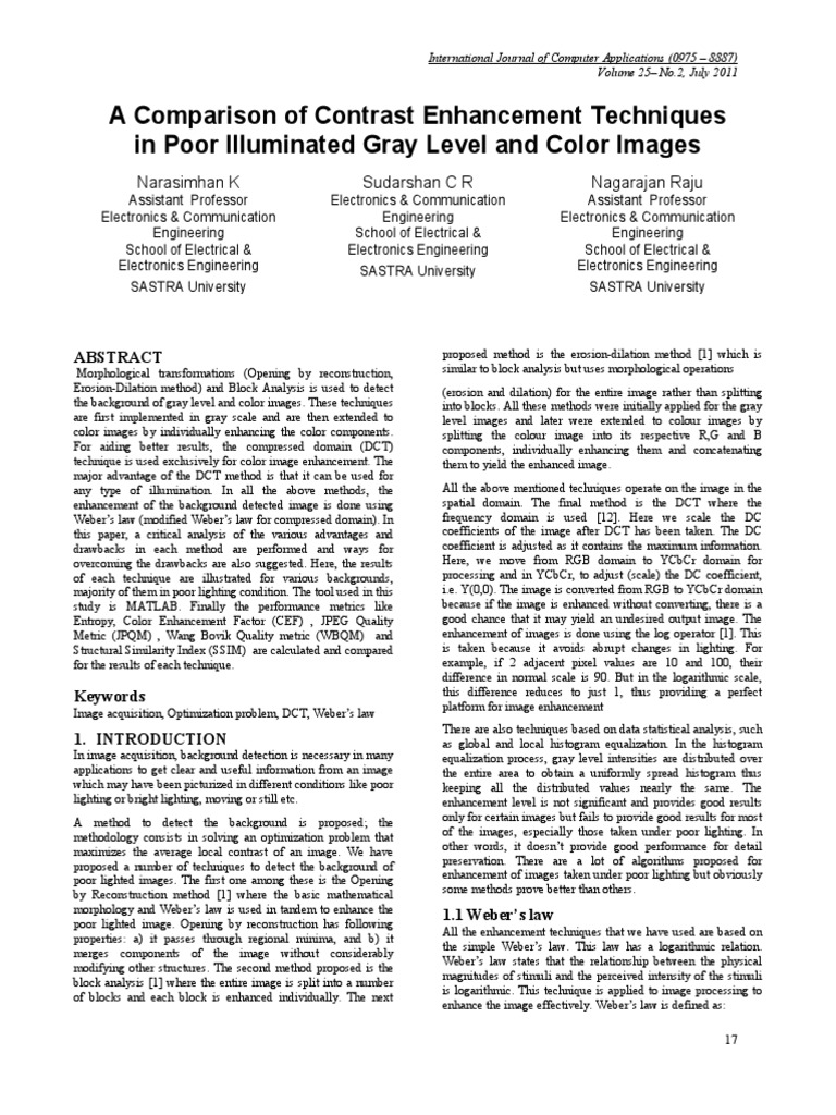 A Comparison of Contrast Enhancement Techniques in Poor Illuminated ...