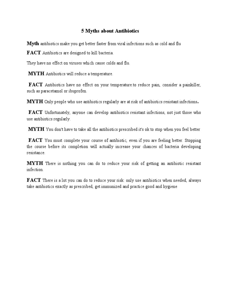 5 Myths About Antibiotics | PDF