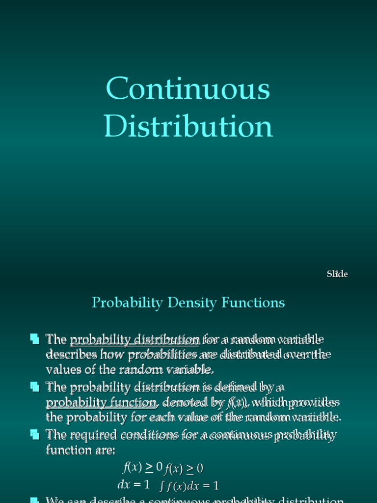 Continuous Distn | PDF | Normal Distribution | Probability Distribution