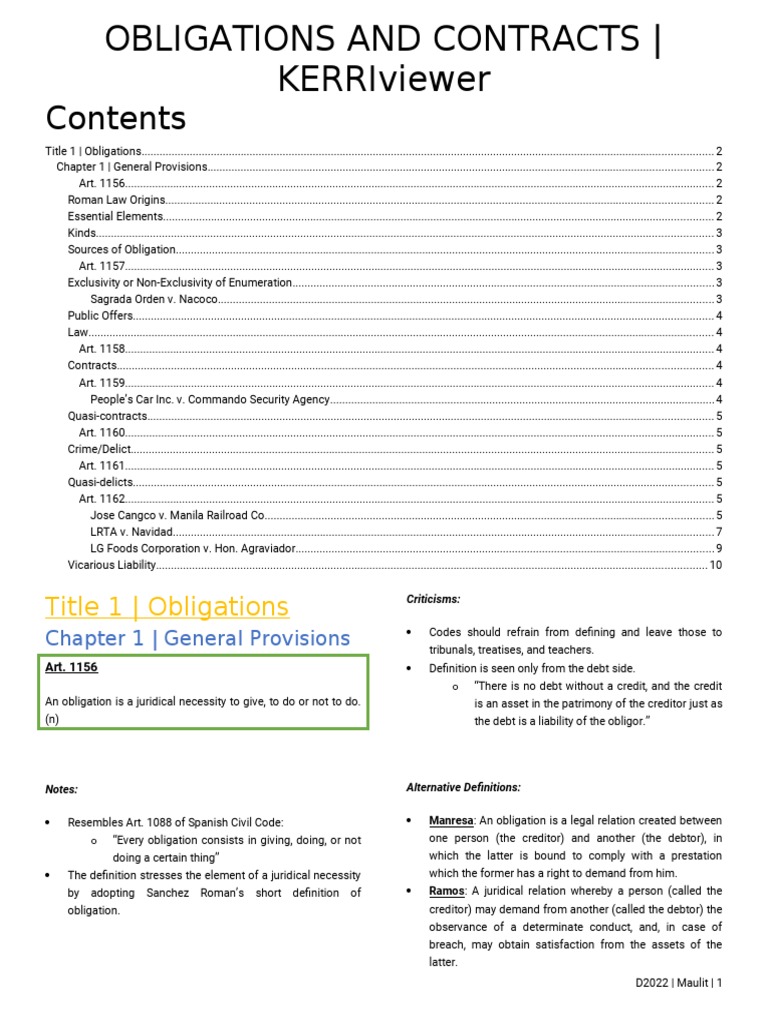 Title 1 - Obligations: Chapter 1 - General Provisions | PDF ...