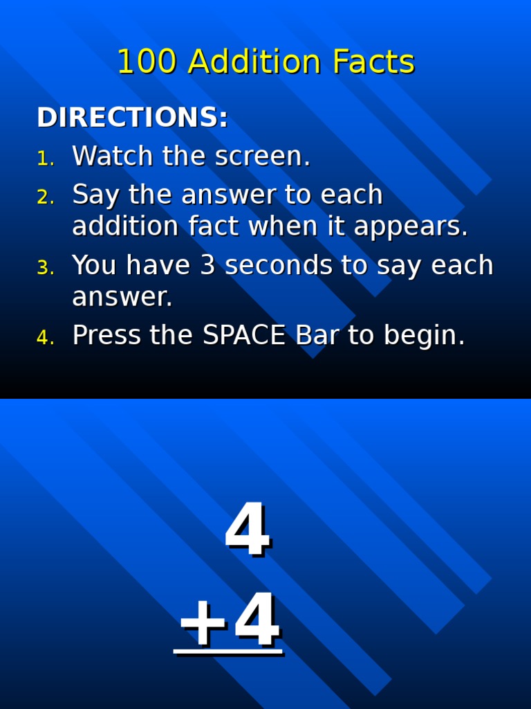 100 Addition Facts | PDF