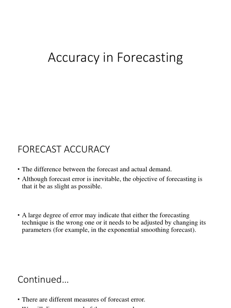 4 Accuracy In Forecasting Pdf Pdf Regression Analysis Forecasting