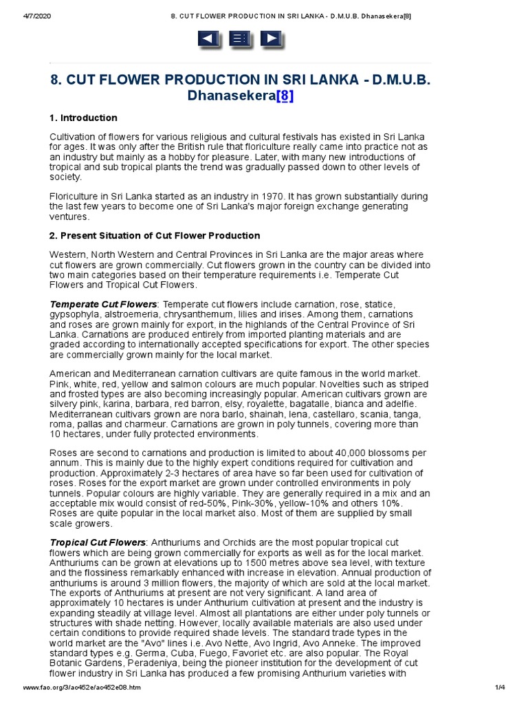 CUT FLOWER PRODUCTION IN SRI LANKA - D.M.U.B. Dhanasekera PDF | PDF ...