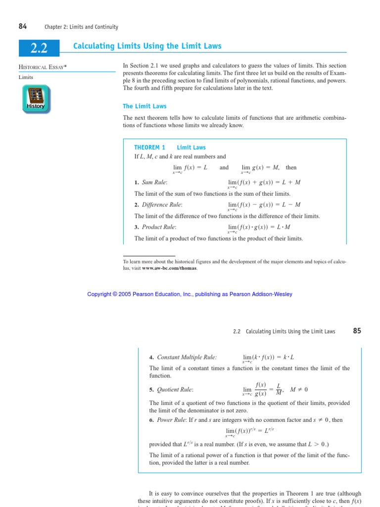 Calculating Limits Using The Limit Laws | PDF | Fraction (Mathematics ...