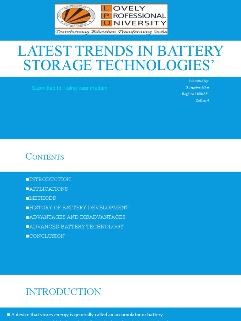 Latest Trends in Battery Storage Technologies | PDF | Energy Storage ...