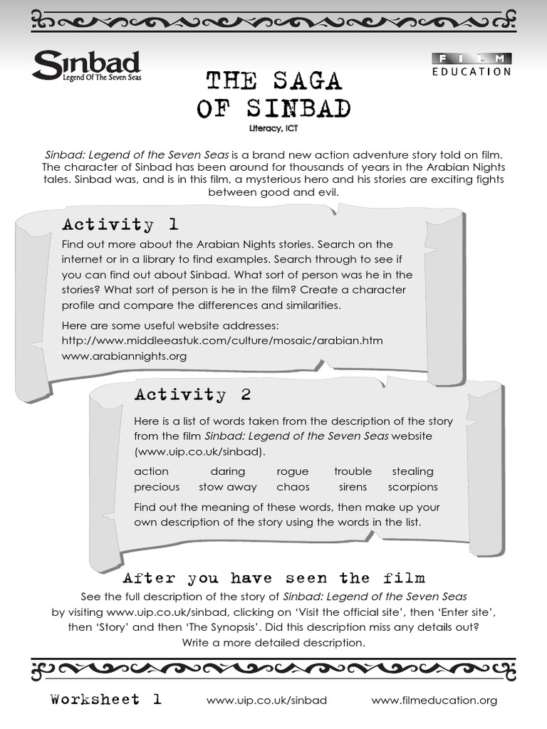 The Saga of Sinbad: Activity 1 | PDF | One Thousand And One Nights
