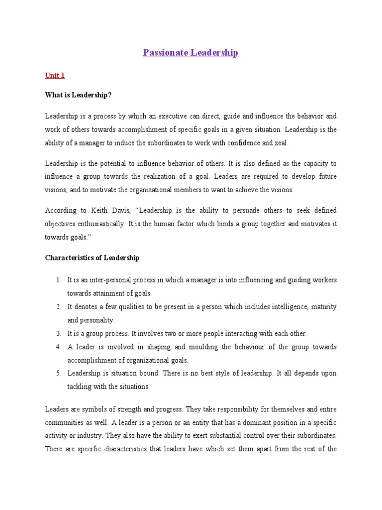 Passionate Leadership - Notes | PDF | Leadership | Motivation