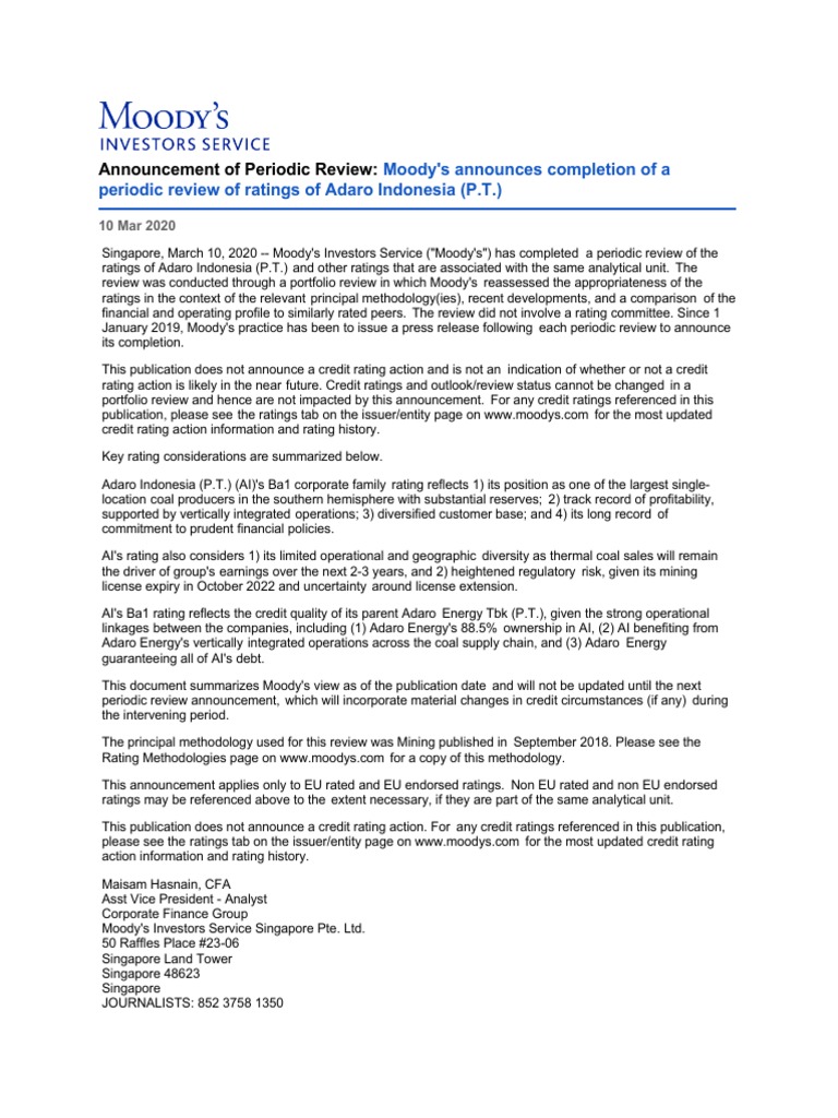 Announcement of Periodic Review - Moodys-Announces-Completion-Of-A ...