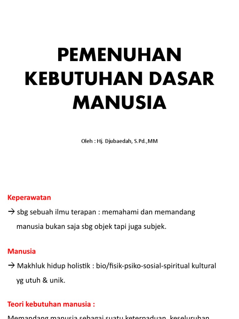 Konsep Dasar Manusia & Kebutuhan Dasar Manusia PPT (BPK Manaf) | PDF