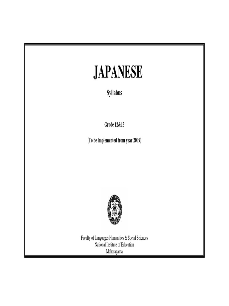 Japanese: Syllabus | PDF | Japanese Language | Adjective